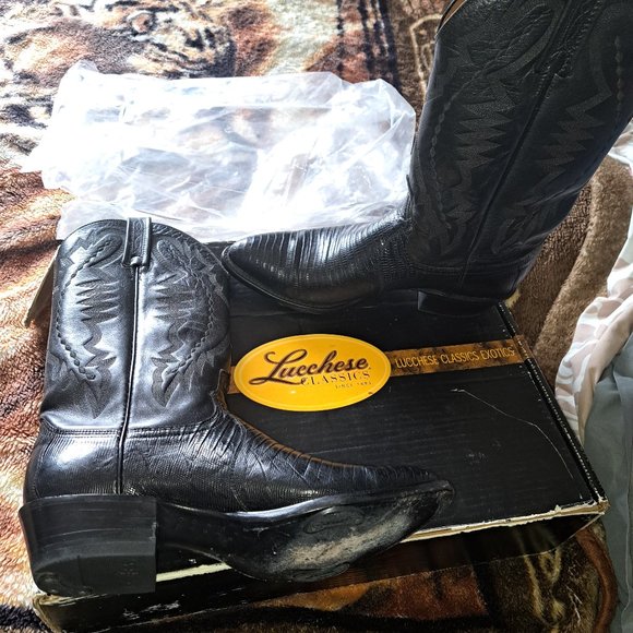 Lucchese | Shoes | Lucchese L2 Western Black Lizard Cowboy Boots | Poshmark